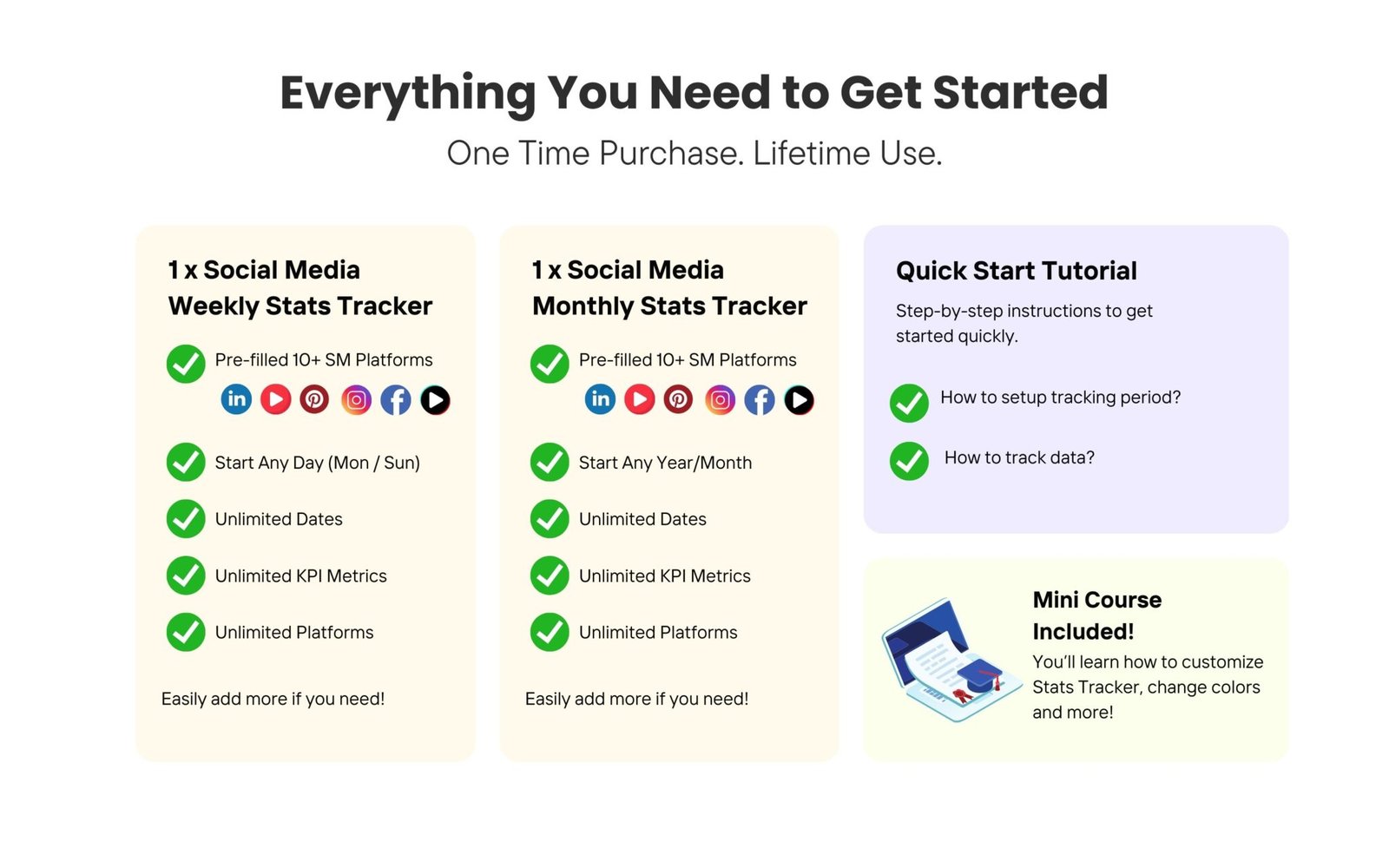 Social Media Stats Tracker Bundle (Weekly + Monthly) - PocoDash
